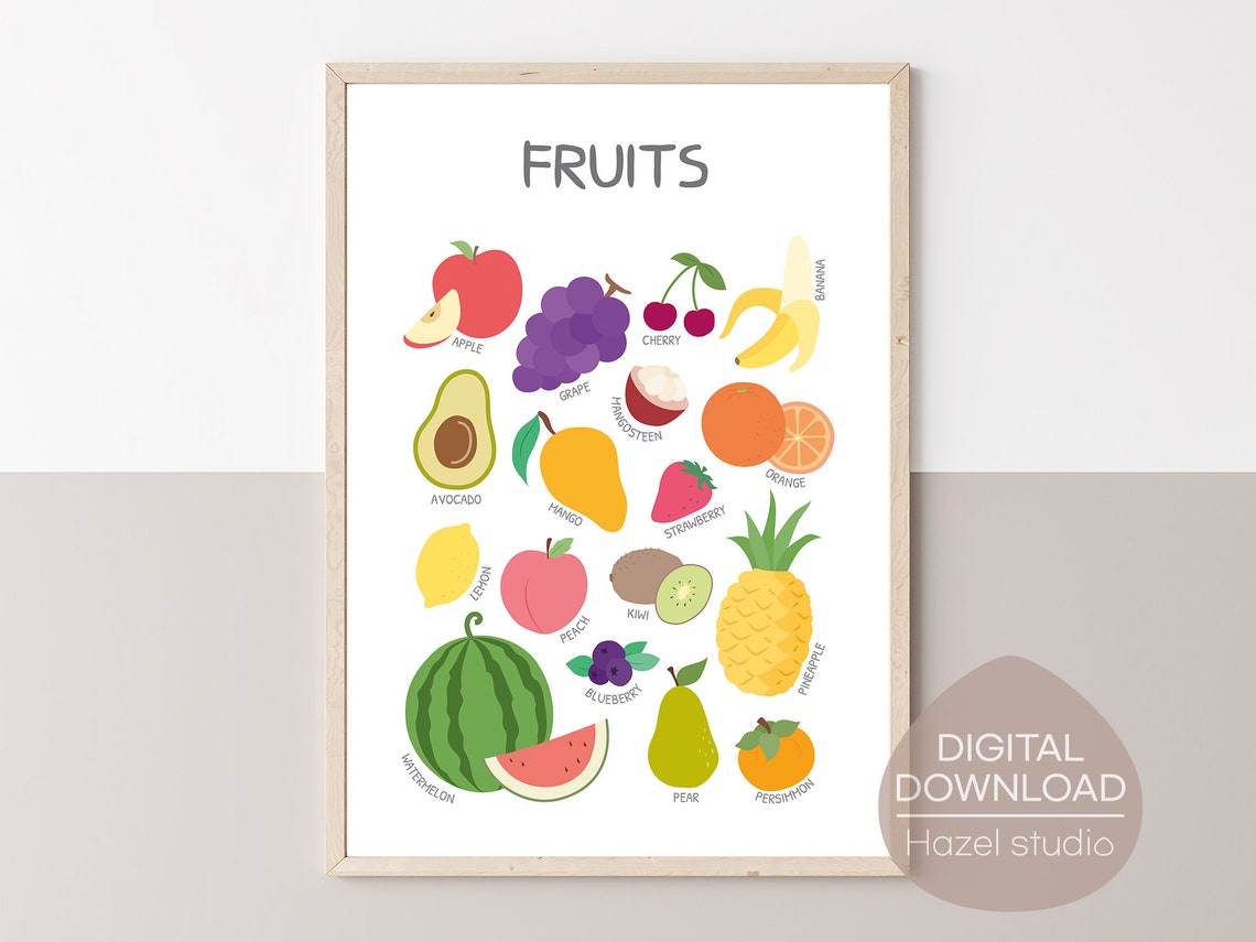 Fruits Poster Learning Posters Montessori Homeschool Decor - Etsy