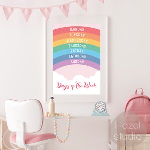 Days of the Week Poster, Rainbow Print, Montessori Homeschool ...