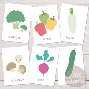 Vegetables Flash Cards, Learning Cards, Montessori Materials ...