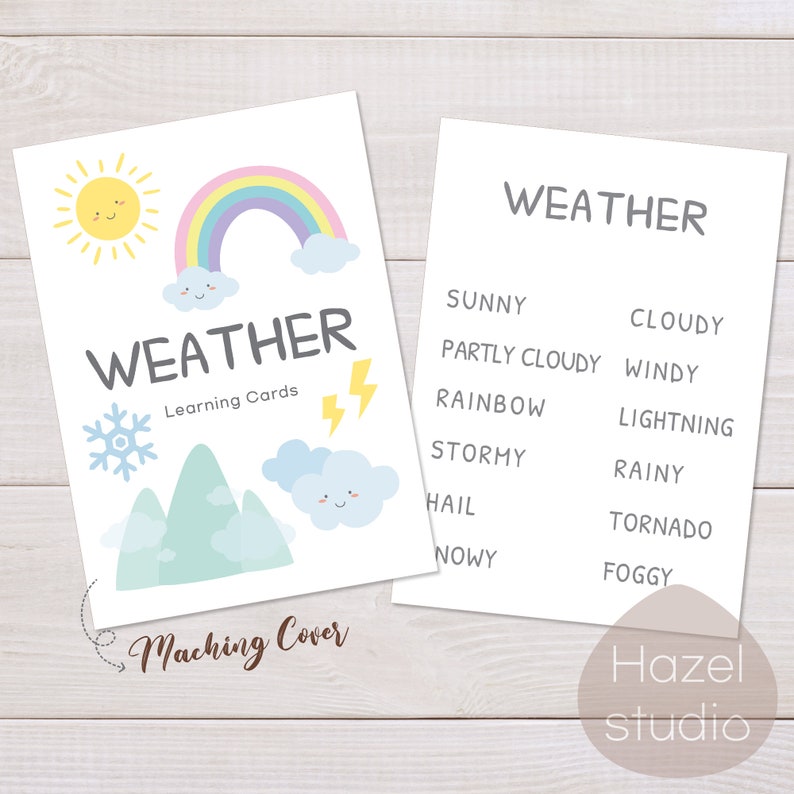 Weather Flash Cards Climate Learning Cards Montessori - Etsy