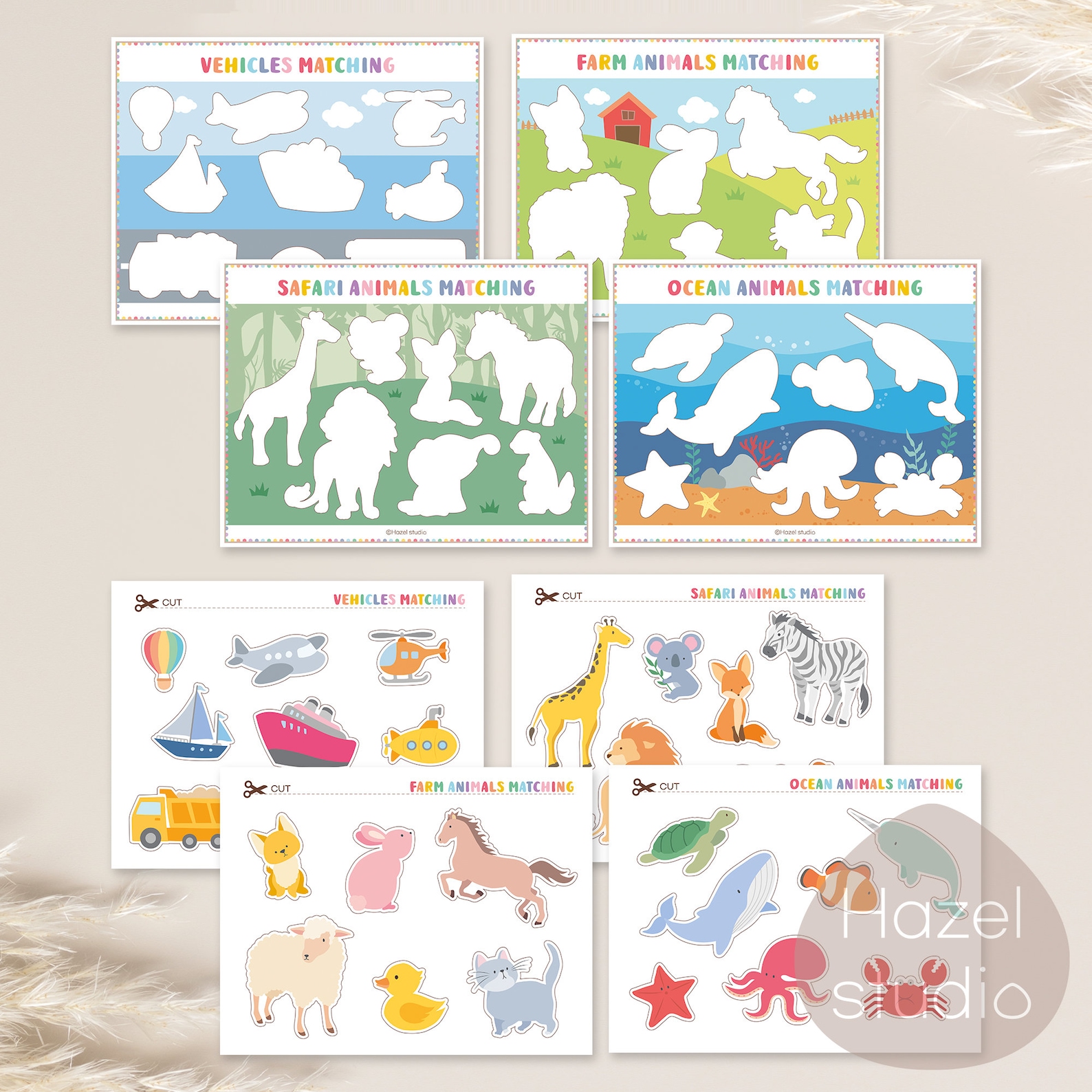 Shadow Matching Game Activity Animals Matching Vehicles - Etsy