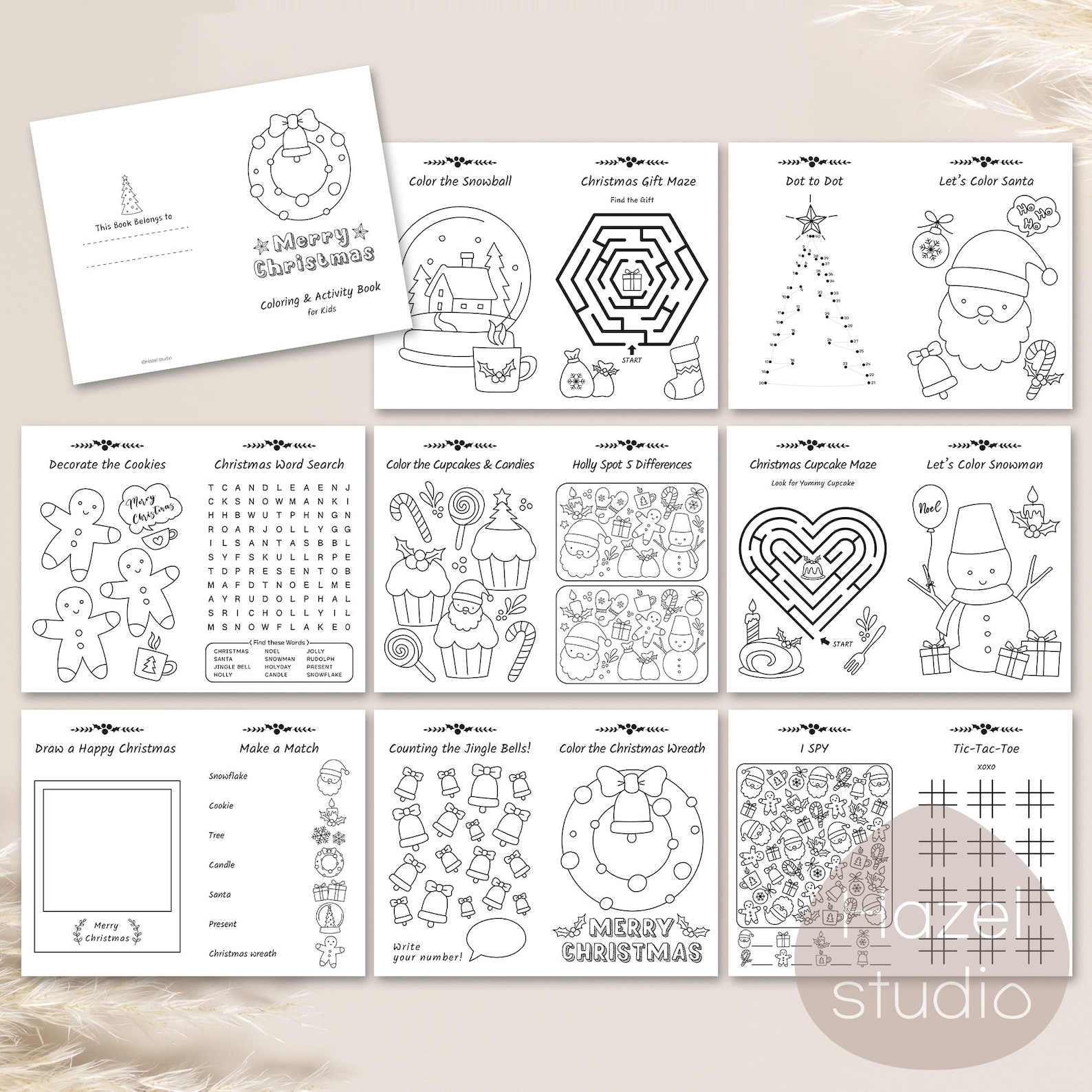 Kids Christmas Activity Book Coloring&activity Book for Kids - Etsy