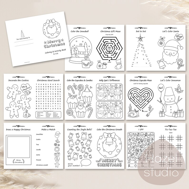 Kids Christmas Activity Book Coloring&activity Book for Kids - Etsy