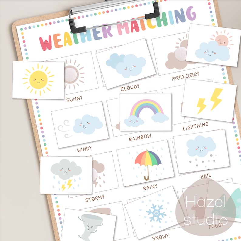 Weather Matching Game Preschool Worksheet Toddler Busy Book - Etsy