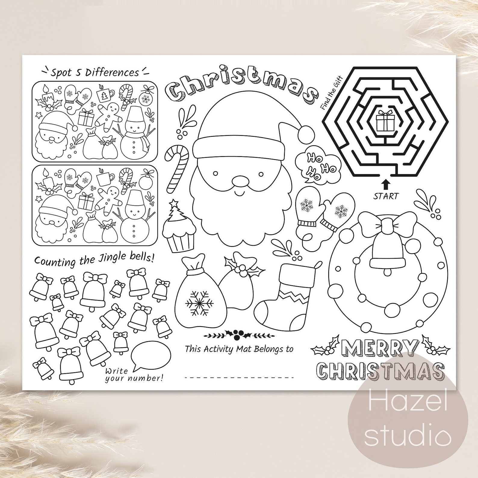 Kids Christmas Activity Mat Coloring&activity Place Mat for - Etsy