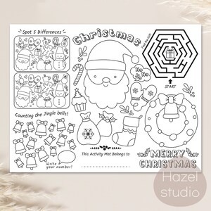 Kids Christmas Activity Mat, Coloring&activity Place Mat for Kids, Kids ...