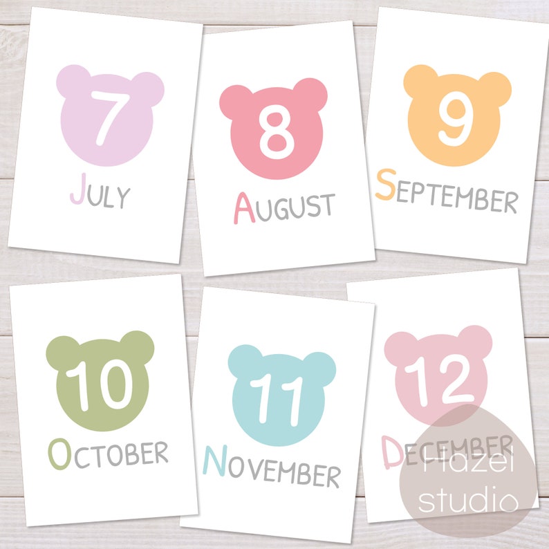 Months of the Year Flash Cards, Learning Cards, Montessori Materials ...