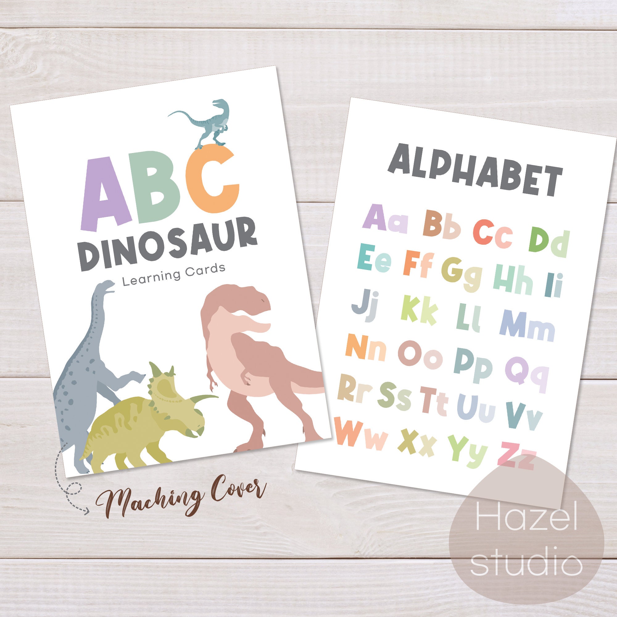 Alphabet Flash Cards Dinosaur ABC Cards Montessori | Etsy