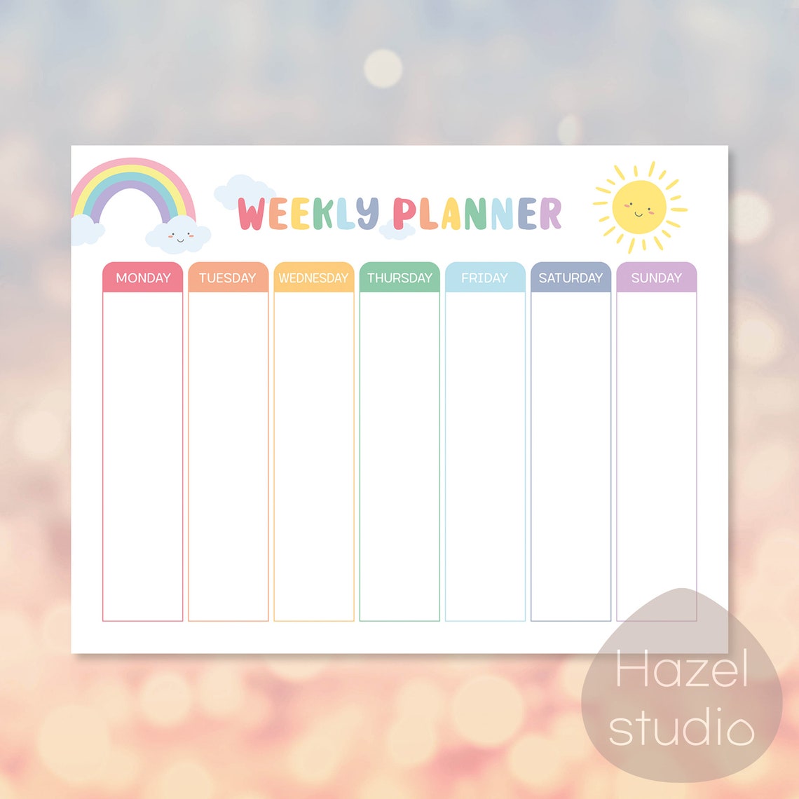 Kids Weekly Planner Rainbow Daily Planner Homeschool - Etsy