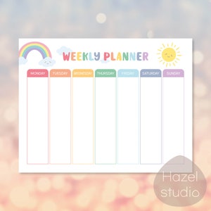 Kids Weekly Planner, Rainbow Daily Planner, Homeschool Planner, Kids ...