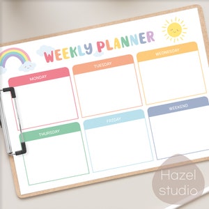 Kids Weekly Planner, Rainbow Daily Planner, Homeschool Planner, Kids ...