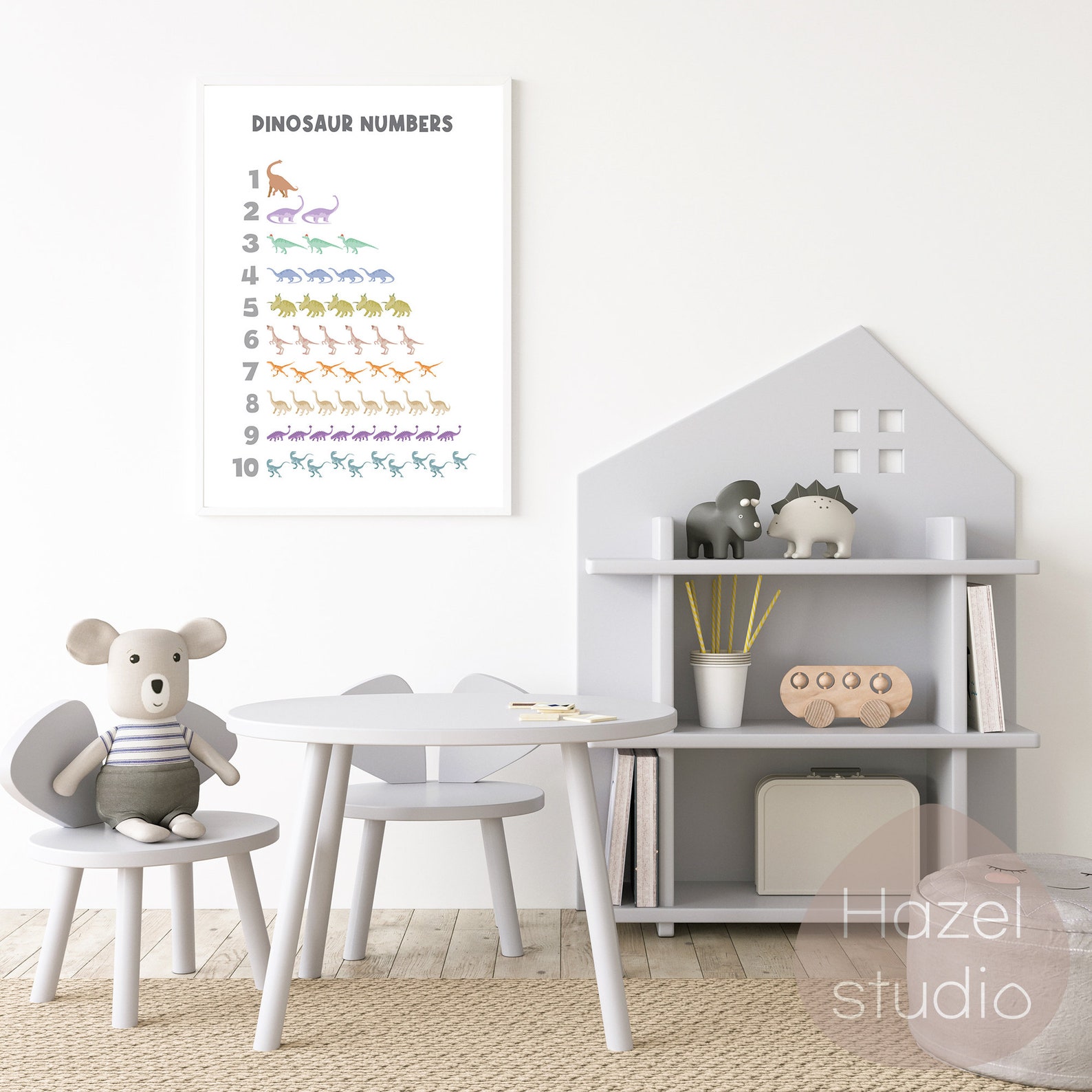 Dinosaur Numbers Poster 123 Poster Home School Montessori - Etsy