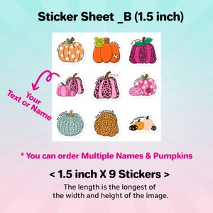 Cute Pumpkin Text Sticker Sheet | Custom Name Sticker | Fall Autumn ...
