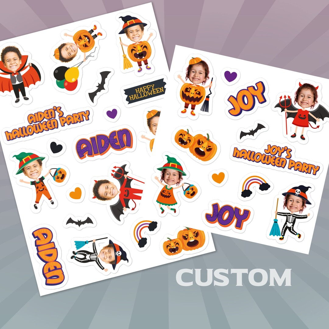 Custom Halloween Sticker Sheet | Custom Photo Sticker | Halloween Party ...