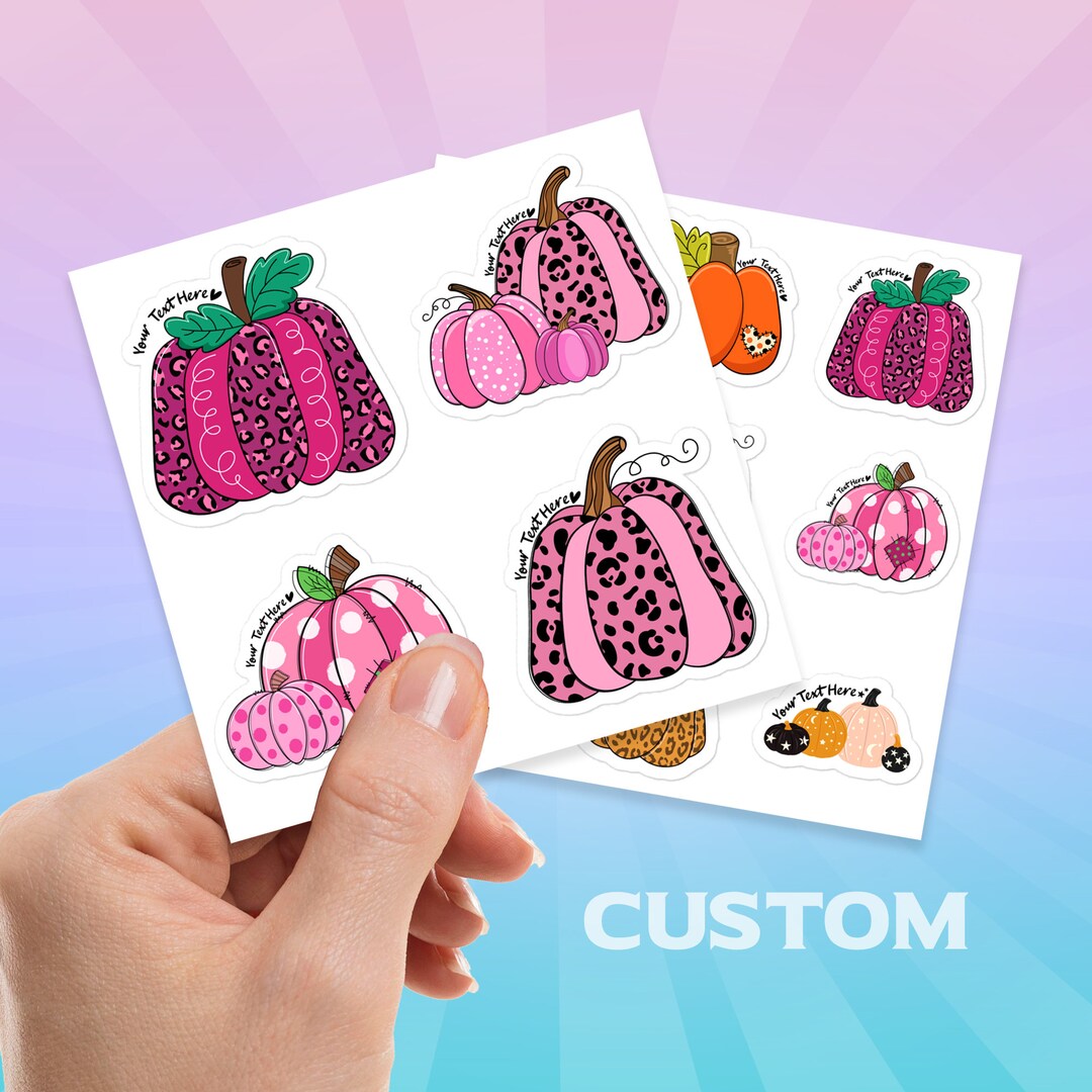 Cute Pumpkin Text Sticker Sheet | Custom Name Sticker | Fall Autumn ...