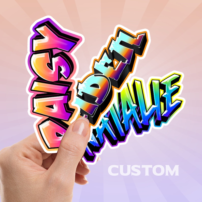 Waterproof Die-cut Custom Name Stickers Custom Name Graffiti - Etsy