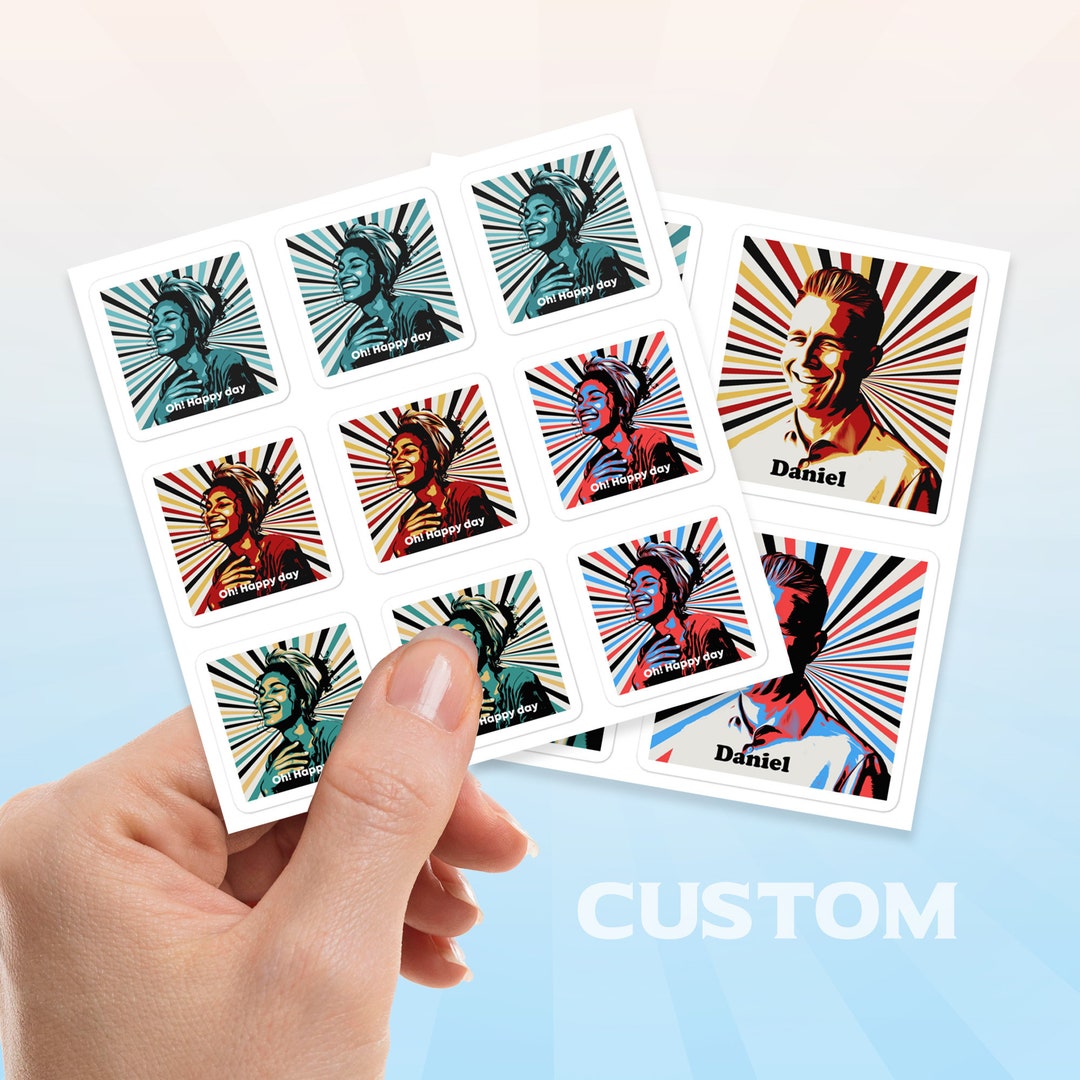 Custom Photo Sticker, Personalized Portrait Stickers, Custom Text ...