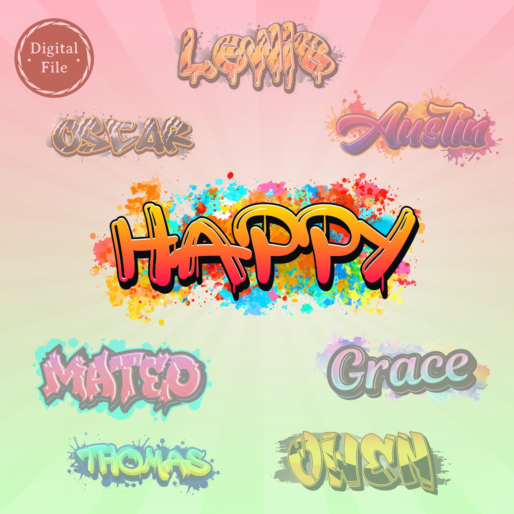 The Word Happy In Graffiti