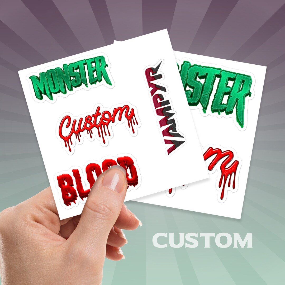 Personalized Halloween Stickers, Blood Text Stickers, Custom Text Name ...