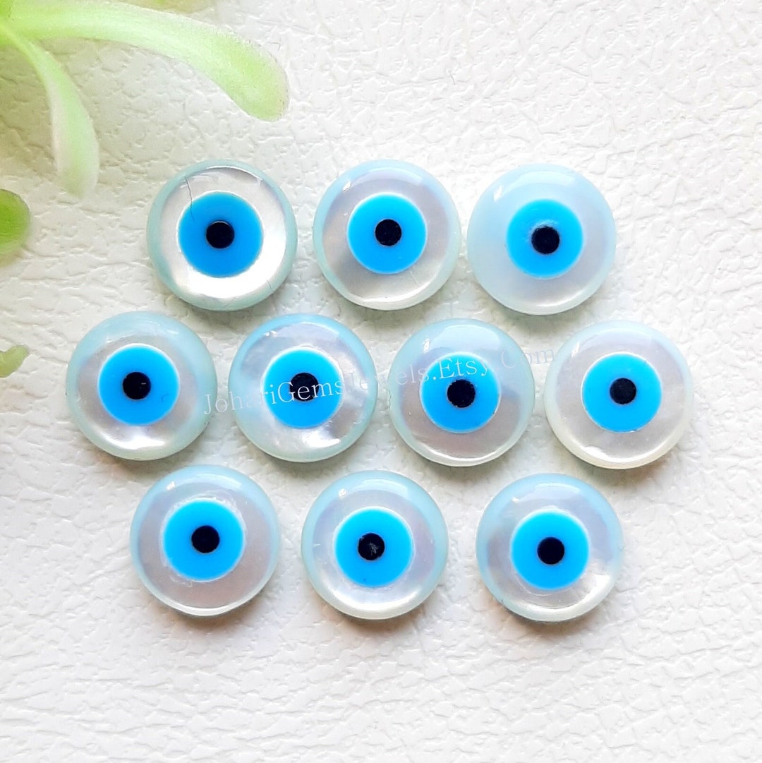 Mother of Pearl Evil Eye Calibrated 8 MM Round Cabochon 10 Pieces Lot ...