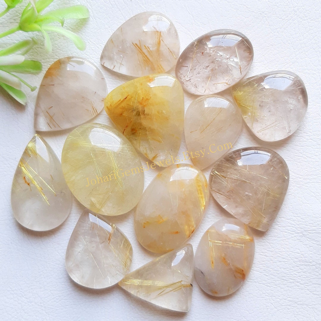 GOLDEN RUTILE Cabochon Wholesale Lot, Natural AAA+ Golden Rutile by ...