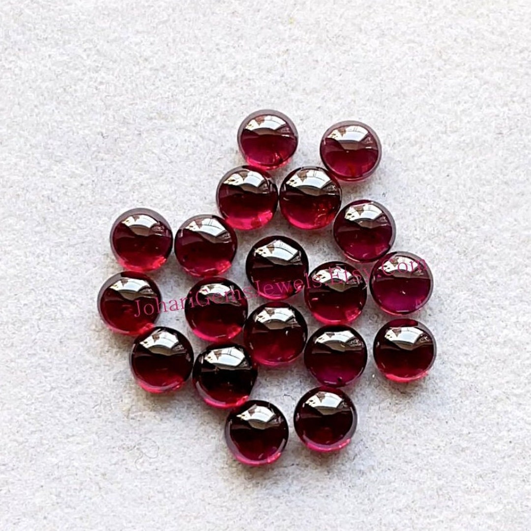 Garnet Calibrated 5 MM Round Shape Cabochon With Flat Back 20 Pieces ...