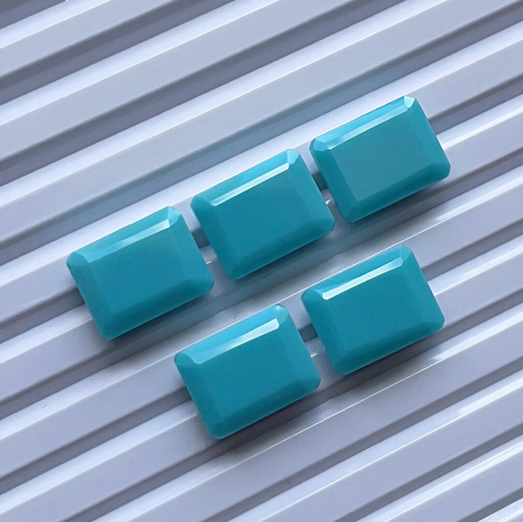Turquoise Faceted Rectangle Shape Gemstone 5 Pieces Lot | Size : 10x13 ...