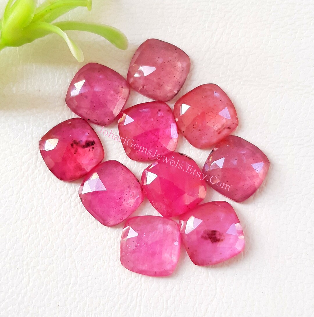 Thailand Ruby 10 MM Cushion Rose Cut Gemstone Lot 10 Pieces Lot Rose ...