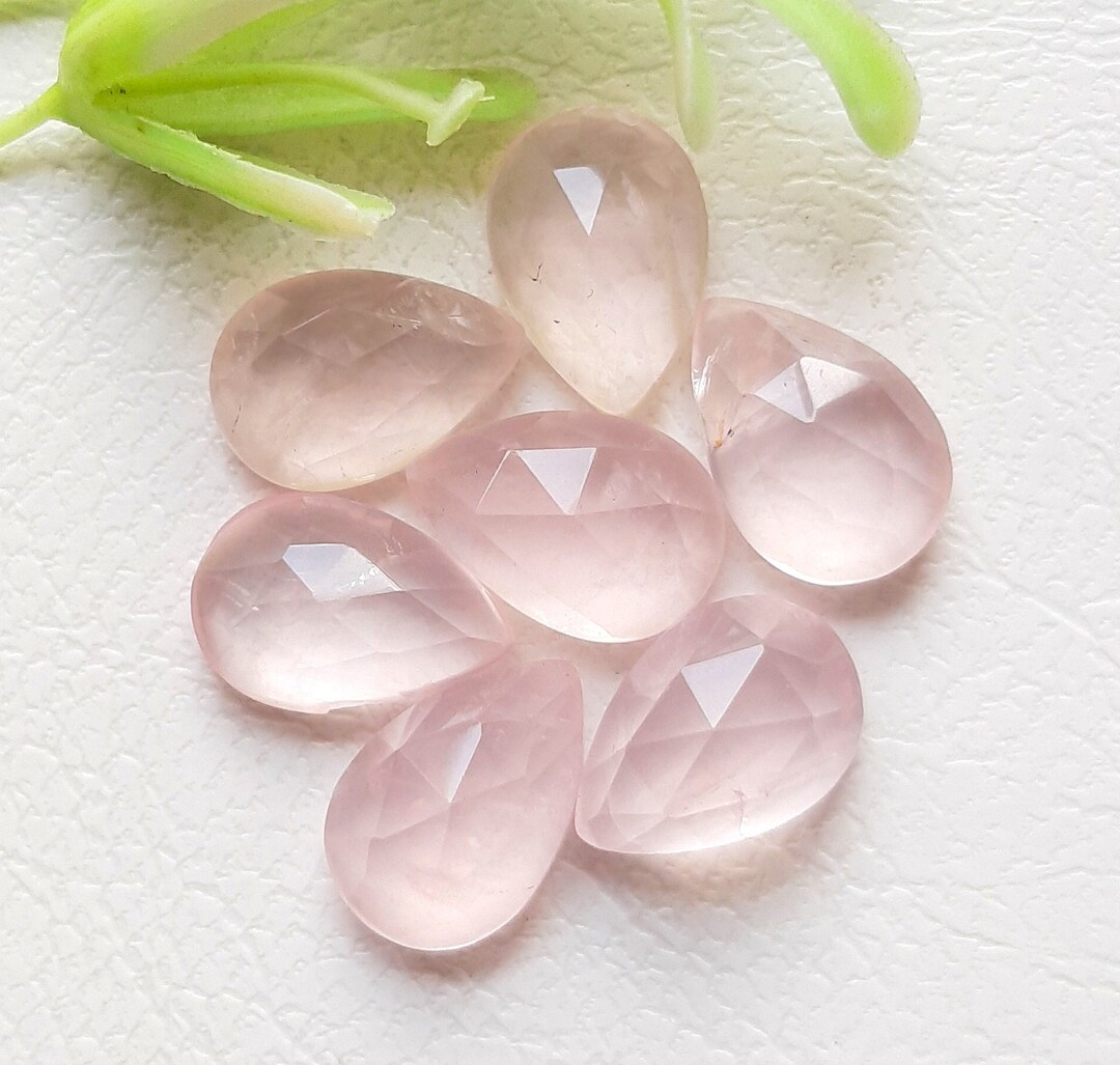 Natural Rose Quartz Rose Cut Gemstone 10 Pieces Lot Size 8X12 MM Rose ...