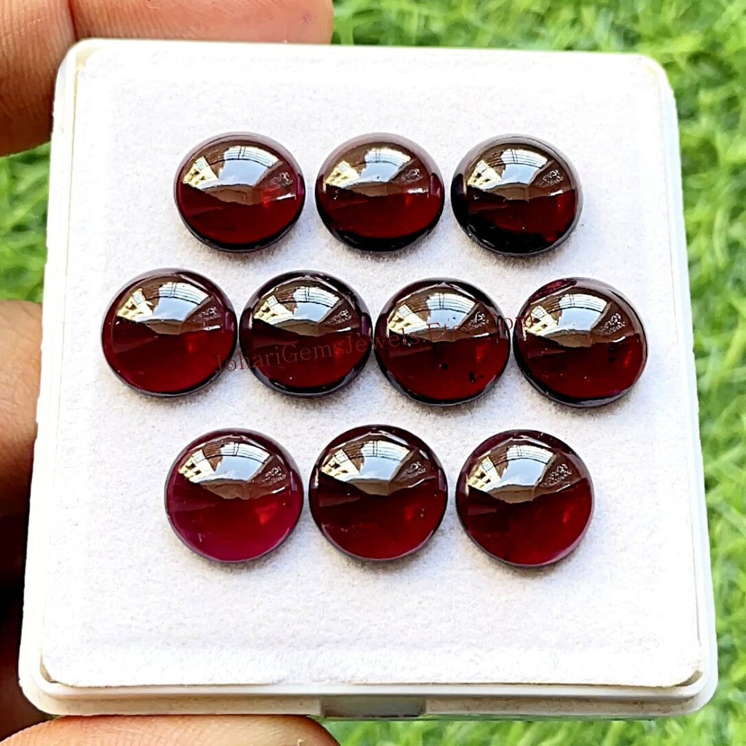 Garnet Calibrated 12 MM Round Shape Cabochon With Flat Back 5 Pieces ...