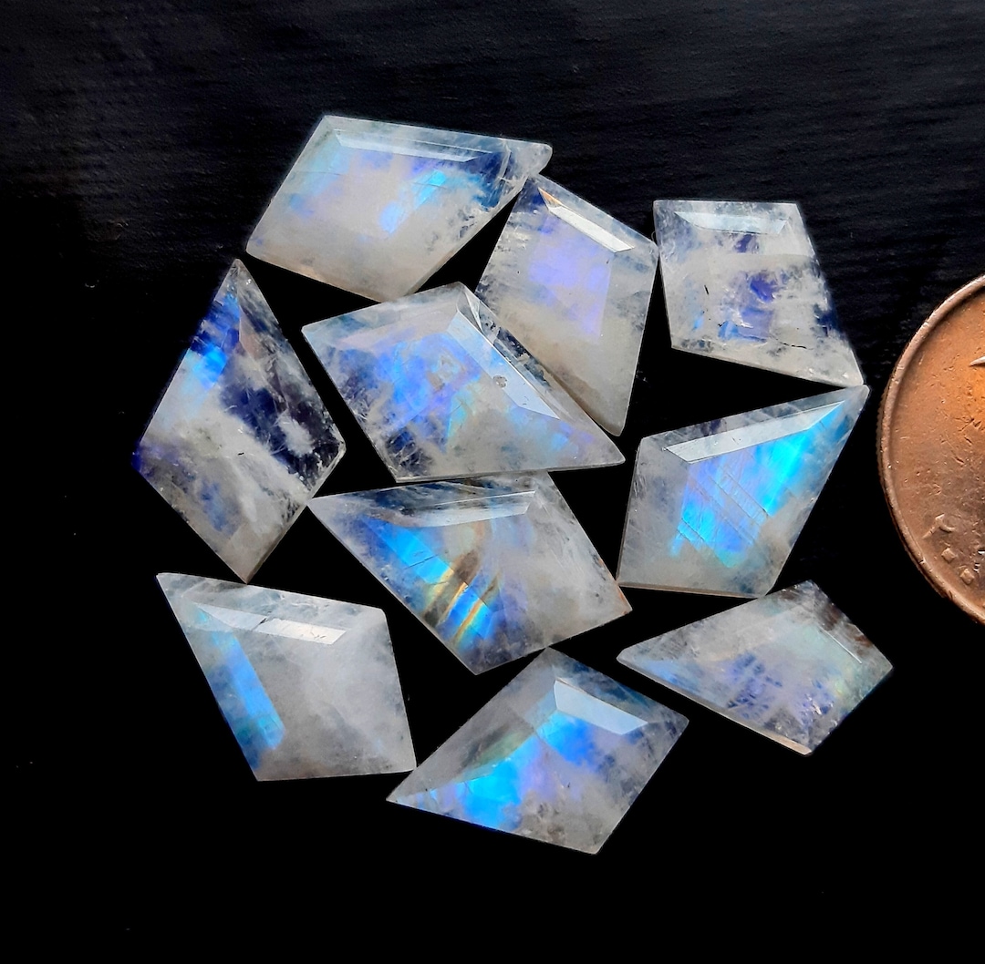 Rainbow Moonstone Kite Shape Rose Cut Gemstone - AAA+ Rainbow Moonstone ...