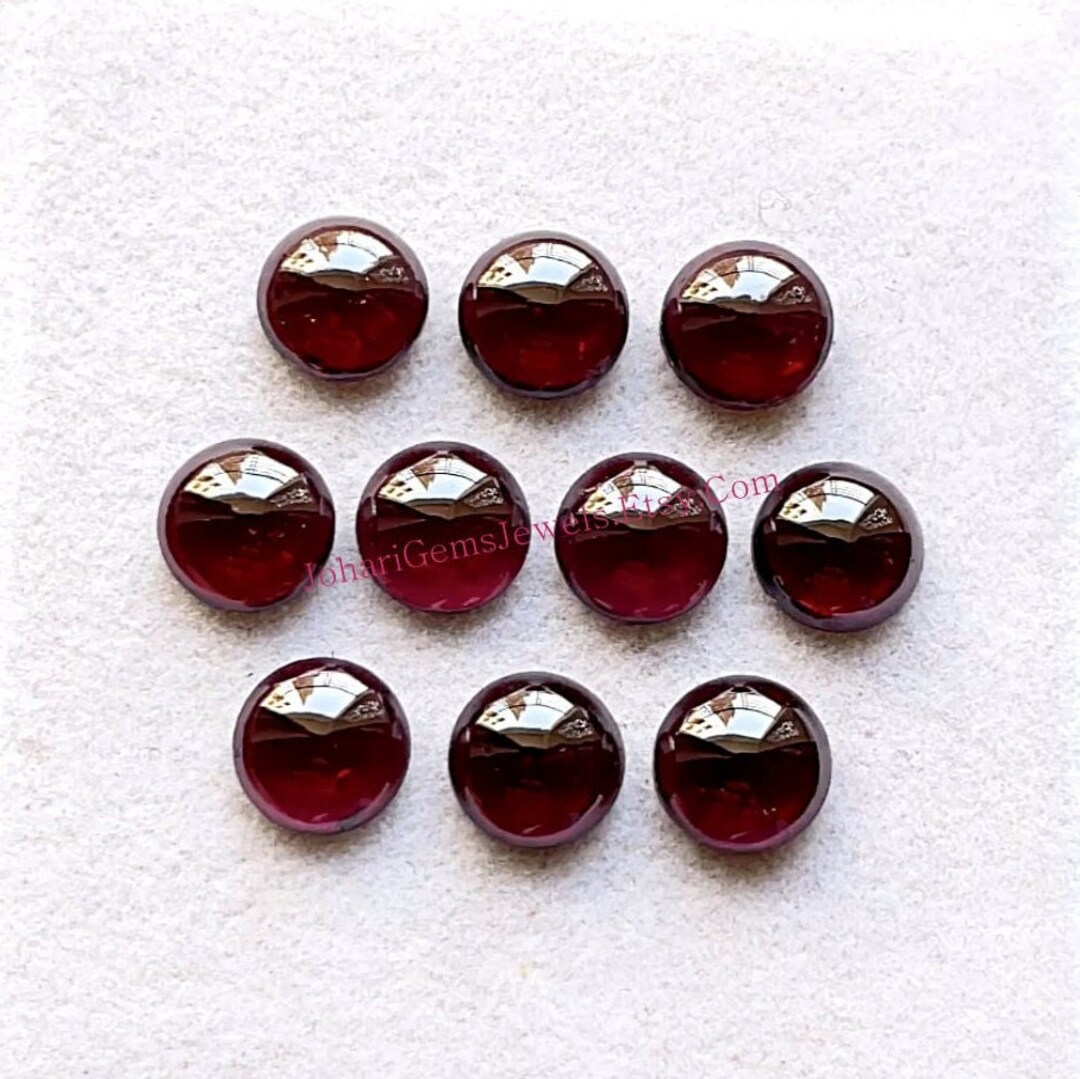 Garnet Calibrated 8 MM Round Shape Cabochon With Flat Back 10 Pieces ...