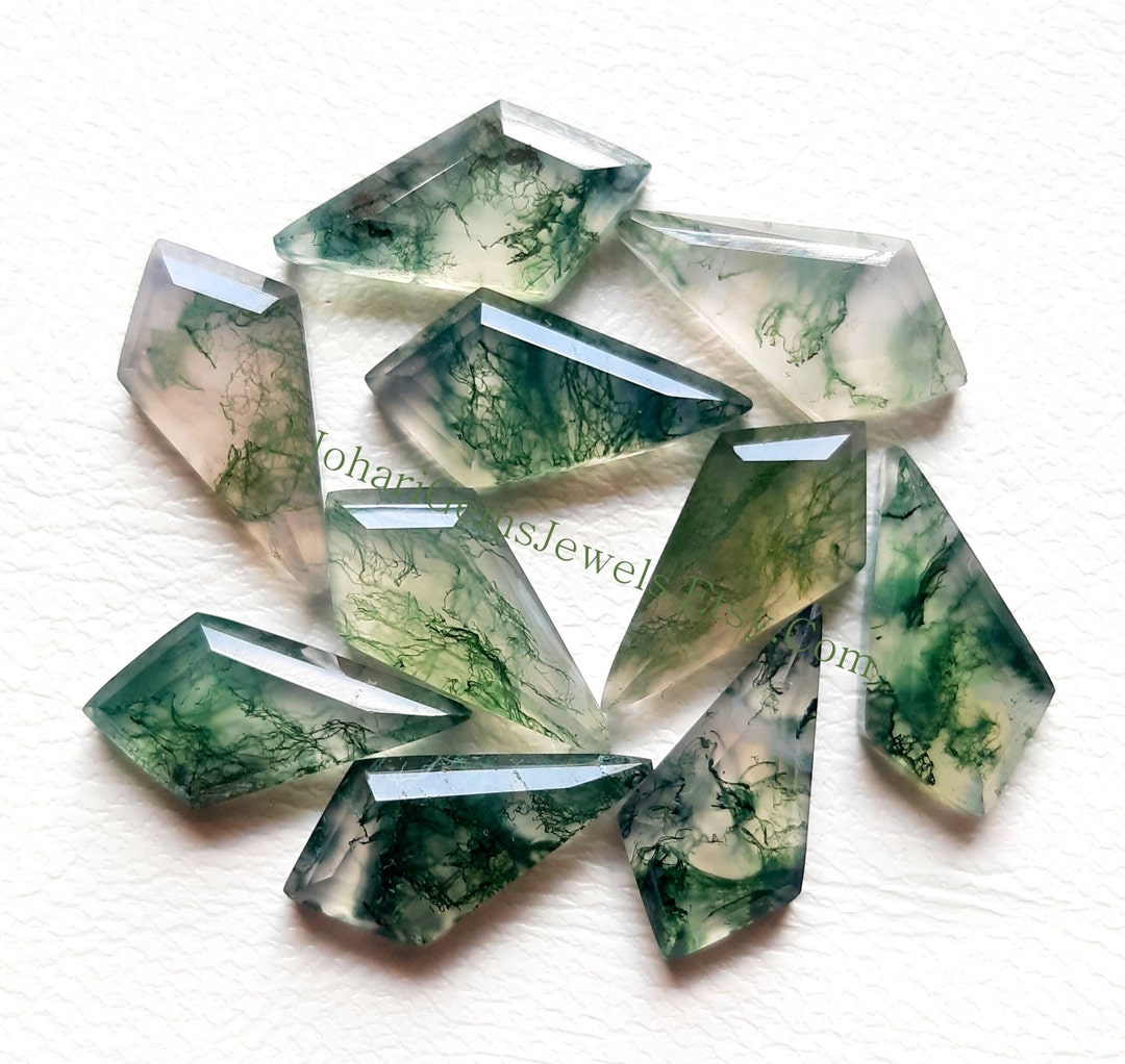 Moss Agate Kite Shape Rose Cut Gemstone - Moss Agate Kite Shape ...