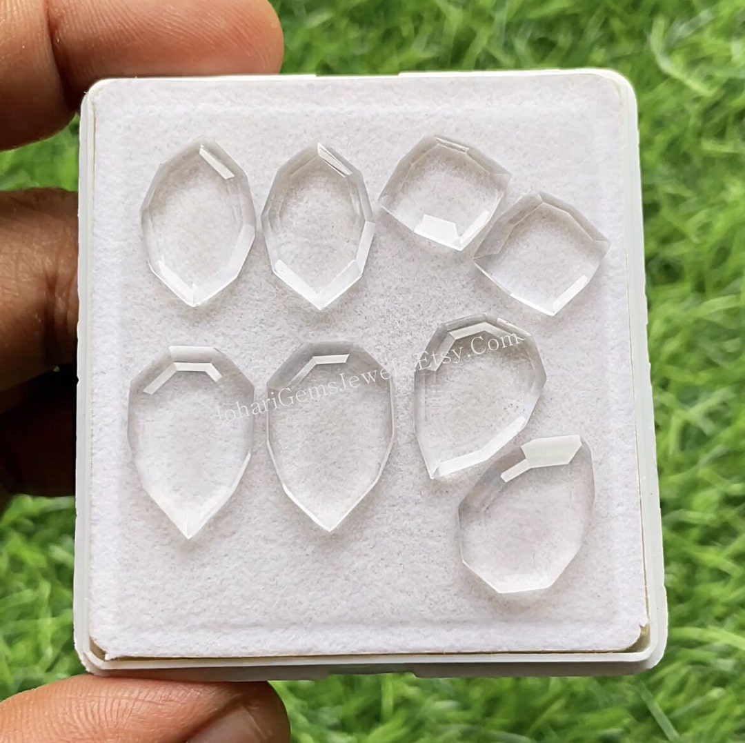 Clear Quartz Fancy Shape Pair With Flat Back Gemstone 4 Pairs Lot ...