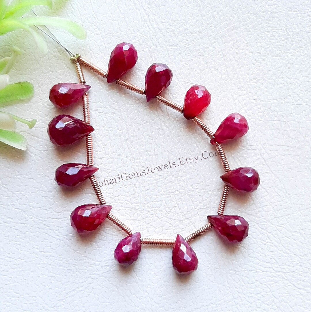 Ruby Faceted Briollete Beads 12 Pieces Beads Lot Size : 8-10 - Etsy