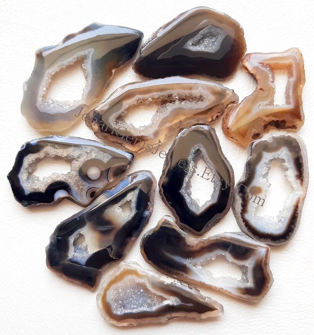 Brown Window Druzy Geode Polished Slabs / Geode Slices / Brown Druzy ...