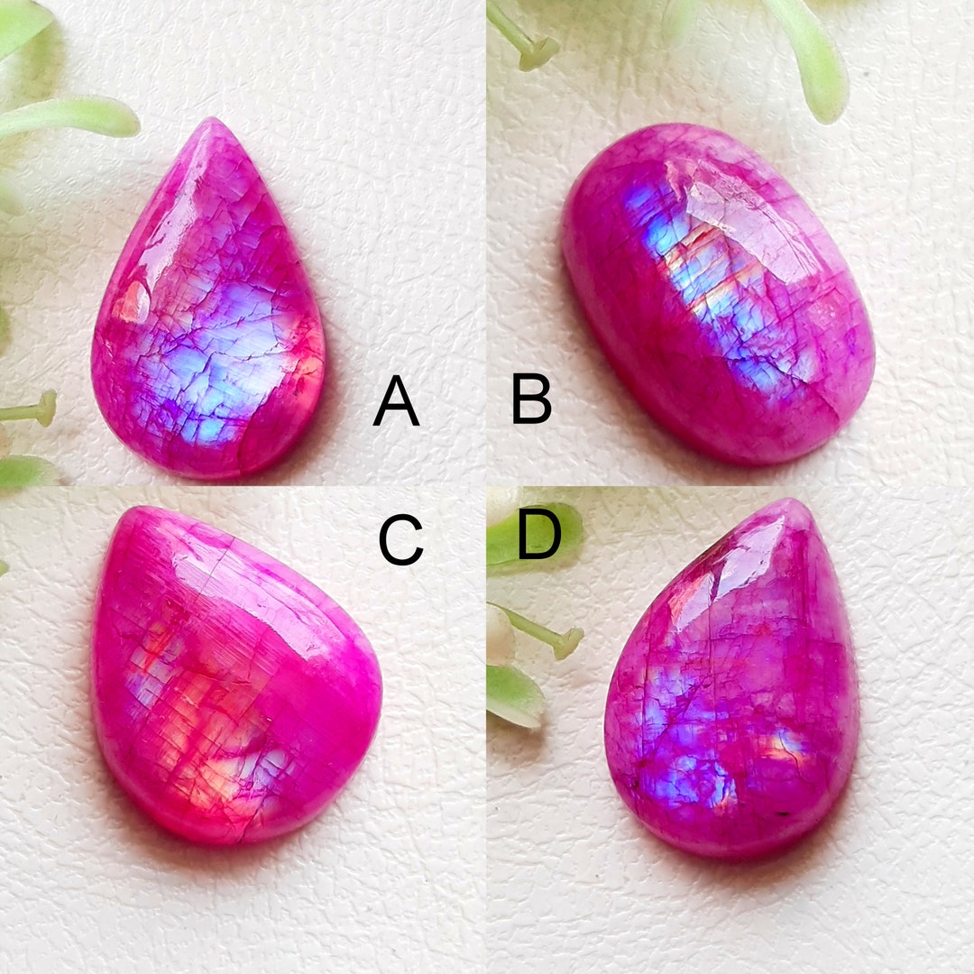 Pink Rainbow Moonstone Cabochon Loose Gemstone AAA Pink - Etsy