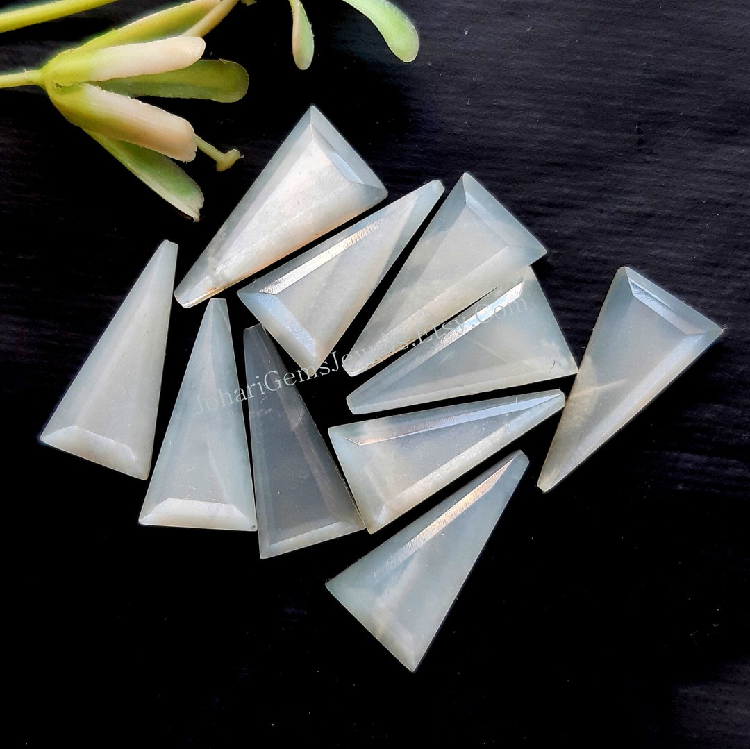 White Moonstone Step Cut Gemstone Lot Size : 10X20 MM Top Quality White ...