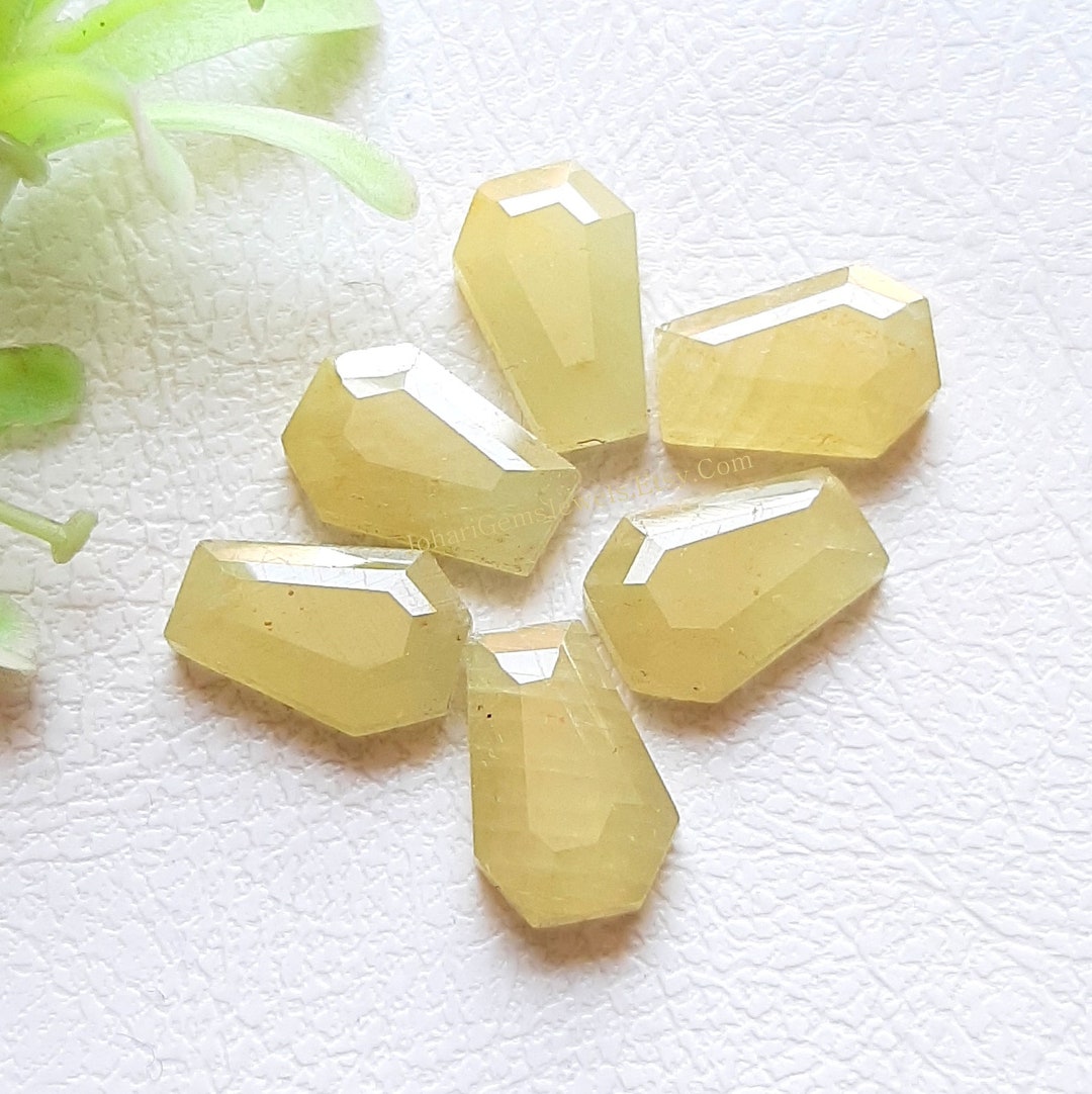 Yellow Sapphire Coffin Shape Step Cut Gemstone 6 Pcs Lot | Size 8X12 MM ...