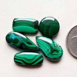 Malachite Cabochon Loose Gemstone 5 Pieces Lot Size 23-10 MM AAA ...