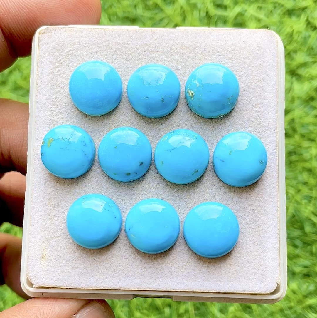 Turquoise 12 MM Round Shape Smooth Cabochon Gemstone 10 Pieces Lot With ...