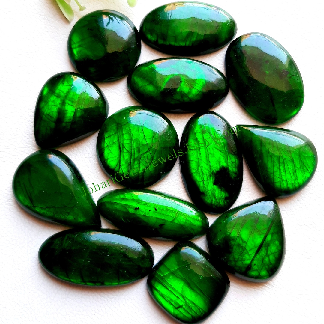 New Dyed Green Labradorite Cabochon Wholesale Lot, Dyed Green ...