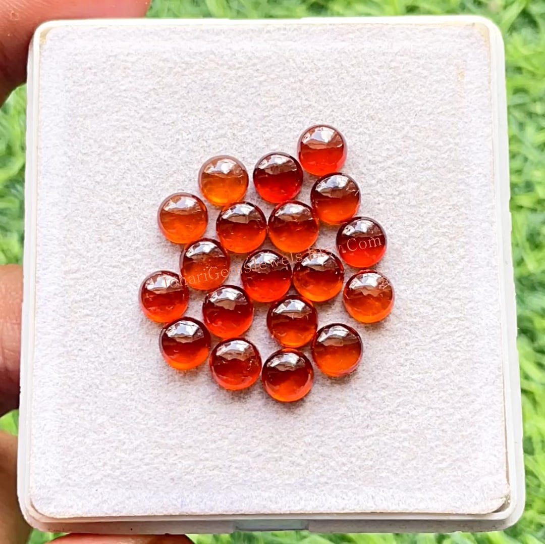 Hessonite Garnet 6 MM Round Shape Smooth Cabochon With Flat Back 15 ...