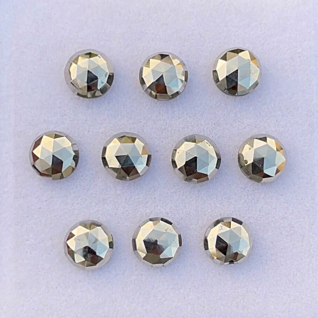Golden Pyrite Rose Cut Round Flat Back Gemstone 10 Pieces Lot | Size ...