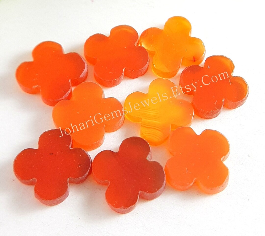 Natural Carnelian Flower Shape Flat Gemstone, 10pcs CALIBRATED 12mm ...