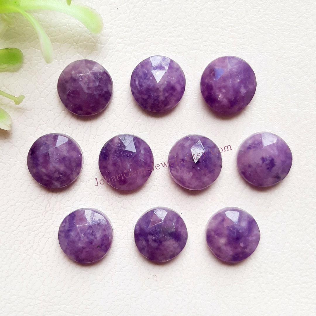 Lepidolite Round Shape Rose Cut With Flat Back Gemstone 10 Pieces Lot Size : 10 MM AAA Natural ...