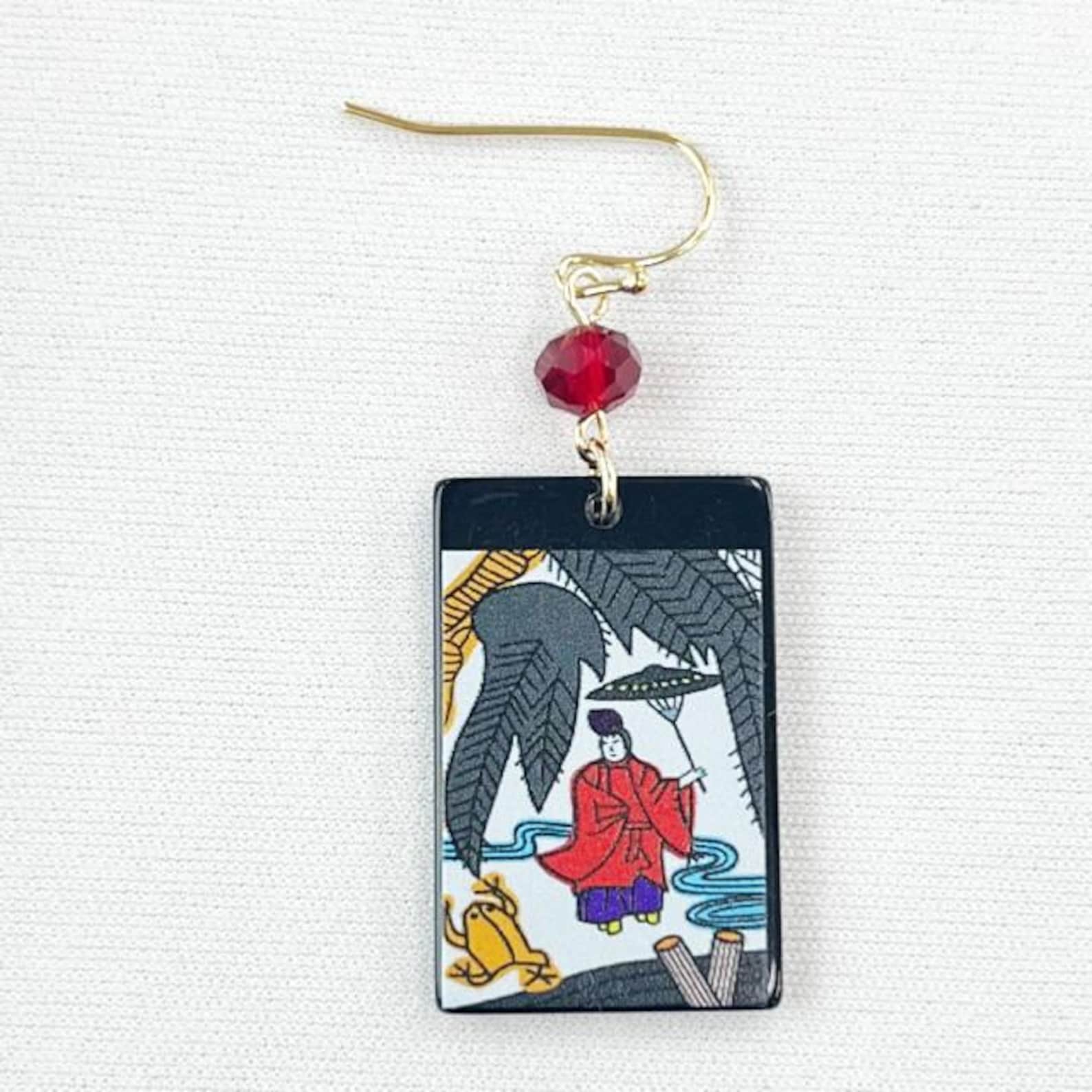 Hanafuda Motif Earring, Japan, July, August, September, October ...