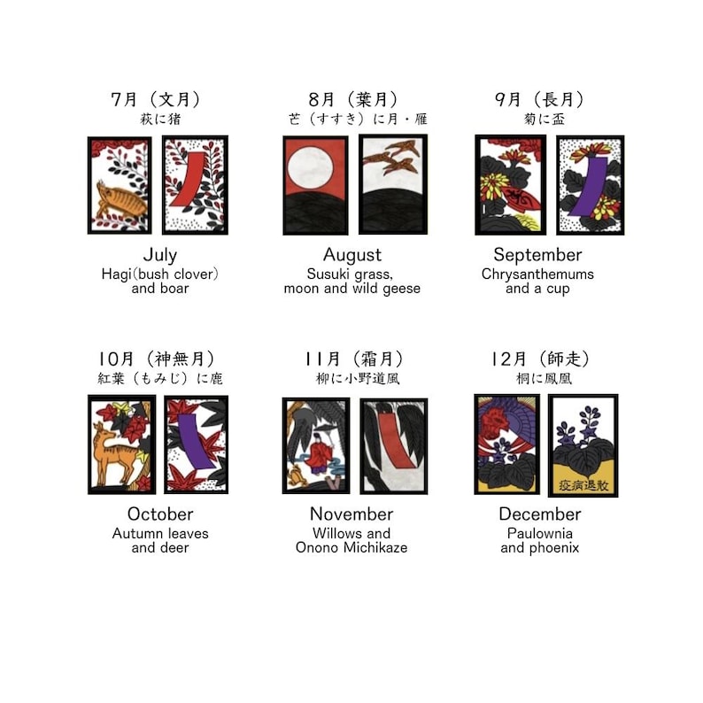 Hanafuda Motif Earring, Japan, July, August, September, October ...