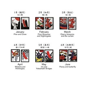 Hanafuda Motif Earring, Japan, January, February, March, April, May ...