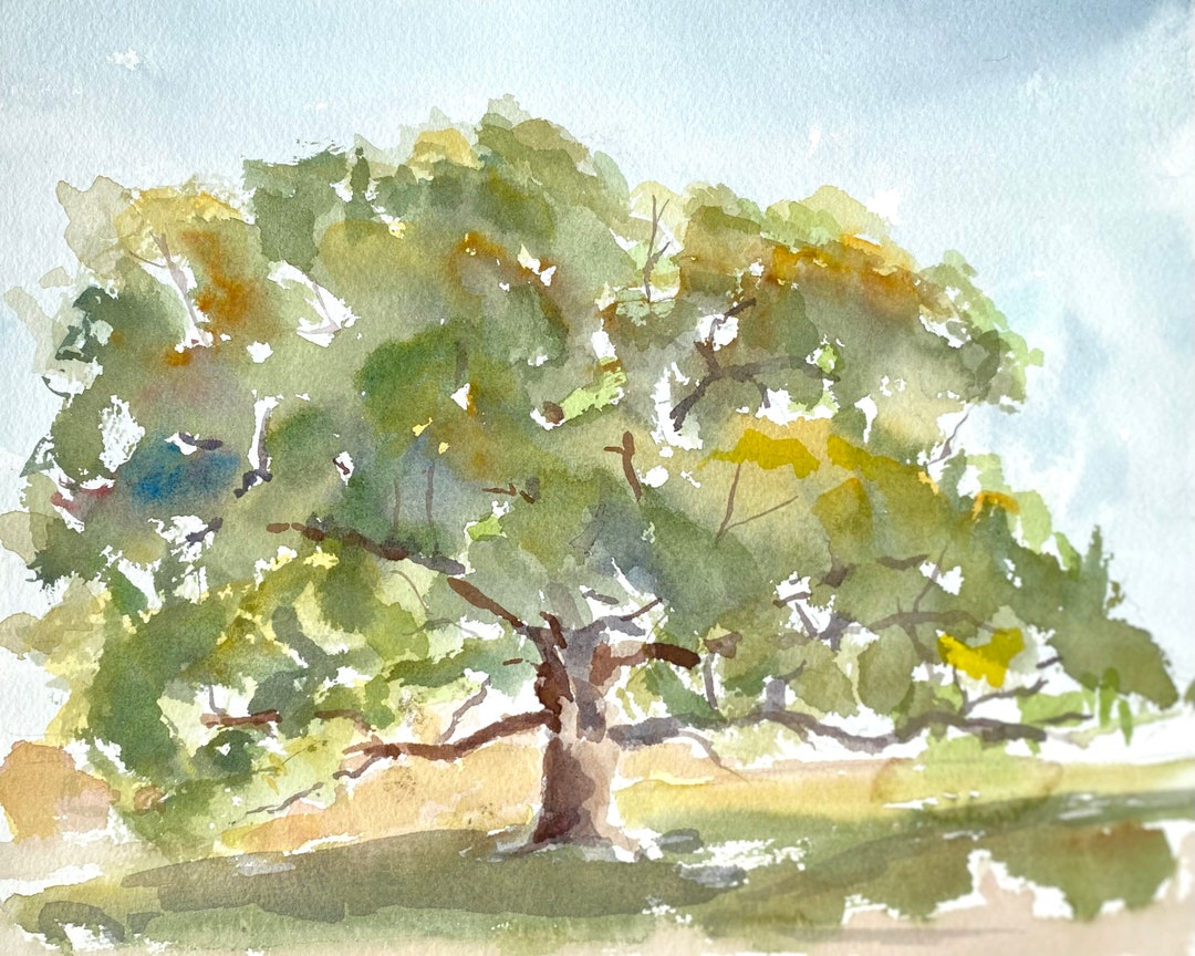 Original Watercolor Painting Solitary Tree, Fine Art Print 8"x10" in a ...